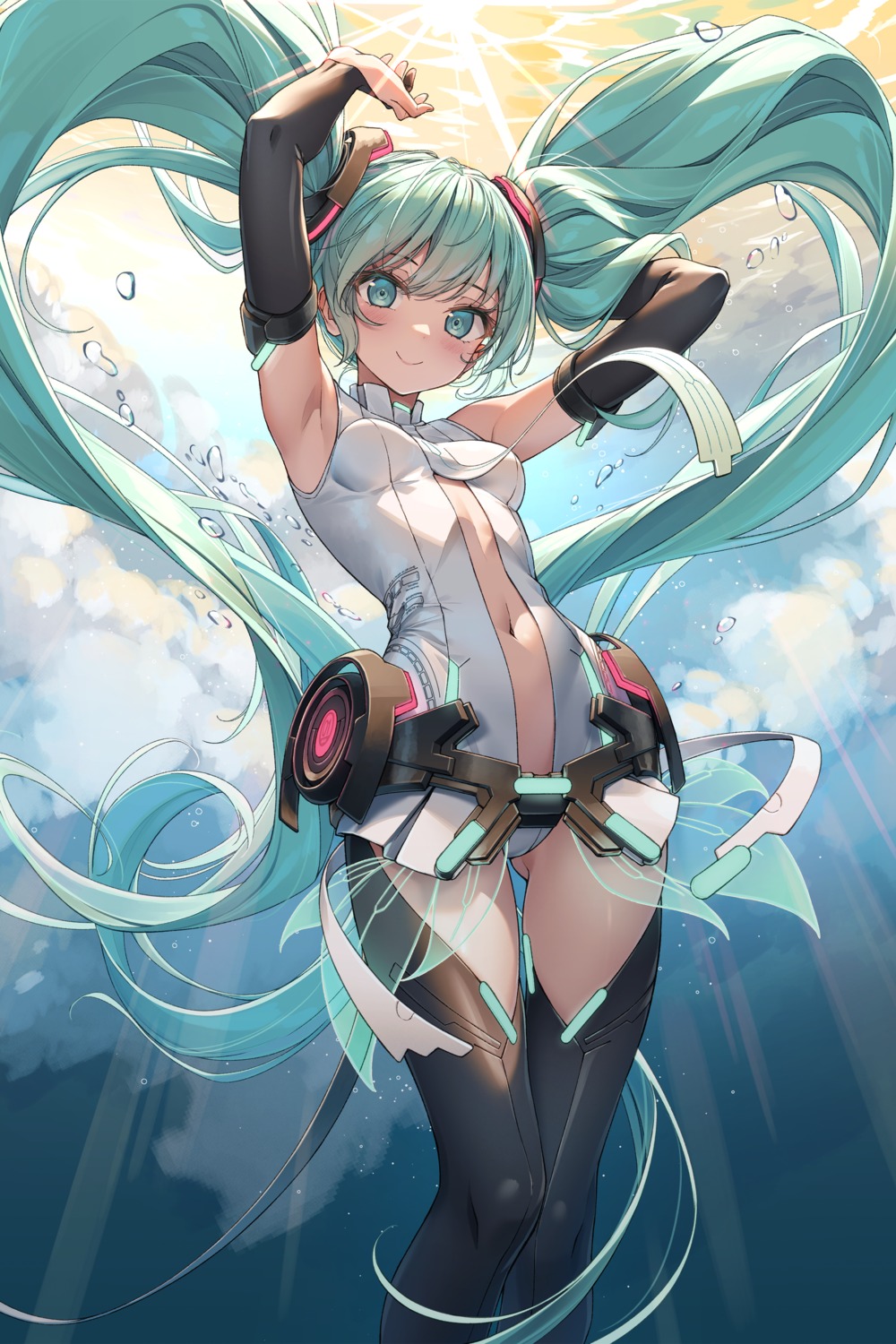 nablack vocaloid hatsune miku miku append pantsu thighhighs | #1127978 | yande.re